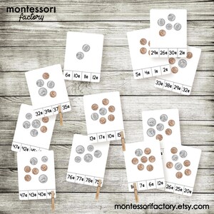 COUNTING Money COINS • Montessori Counting Cards • Clip Cards • Flash ...