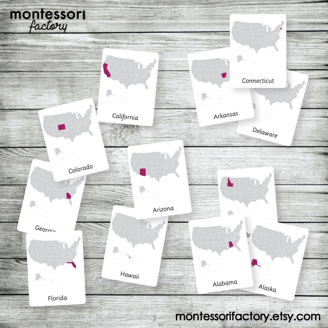 50 United States Maps • Montessori Nomenclature Cards (editable PDF) - Etsy