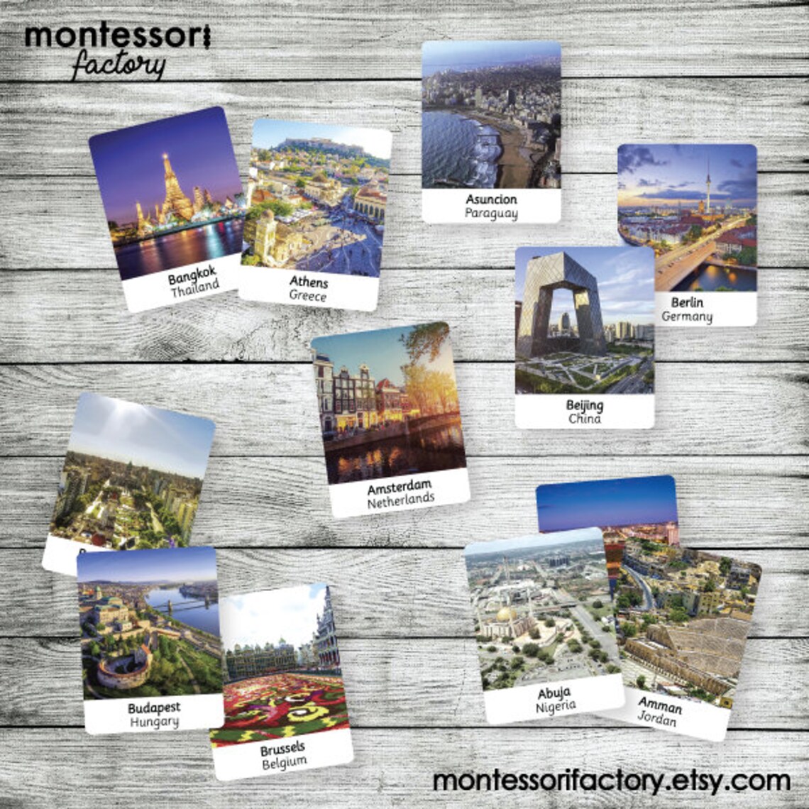 WORLD CAPITALS • Montessori Cards • Flash Cards • Three Part Cards ...