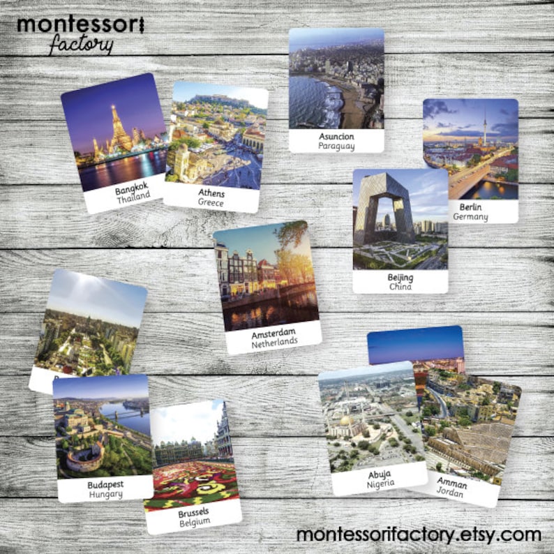 WORLD CAPITALS • Montessori Cards • Flash Cards • Three Part Cards ...