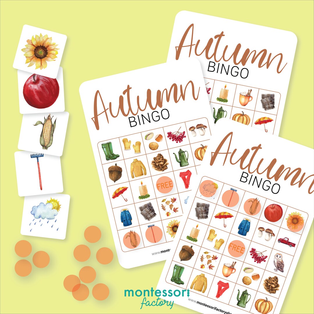 AUTUMN • 2-IN-1 • Bingo + Memory Cards • Printable Games • Educational ...