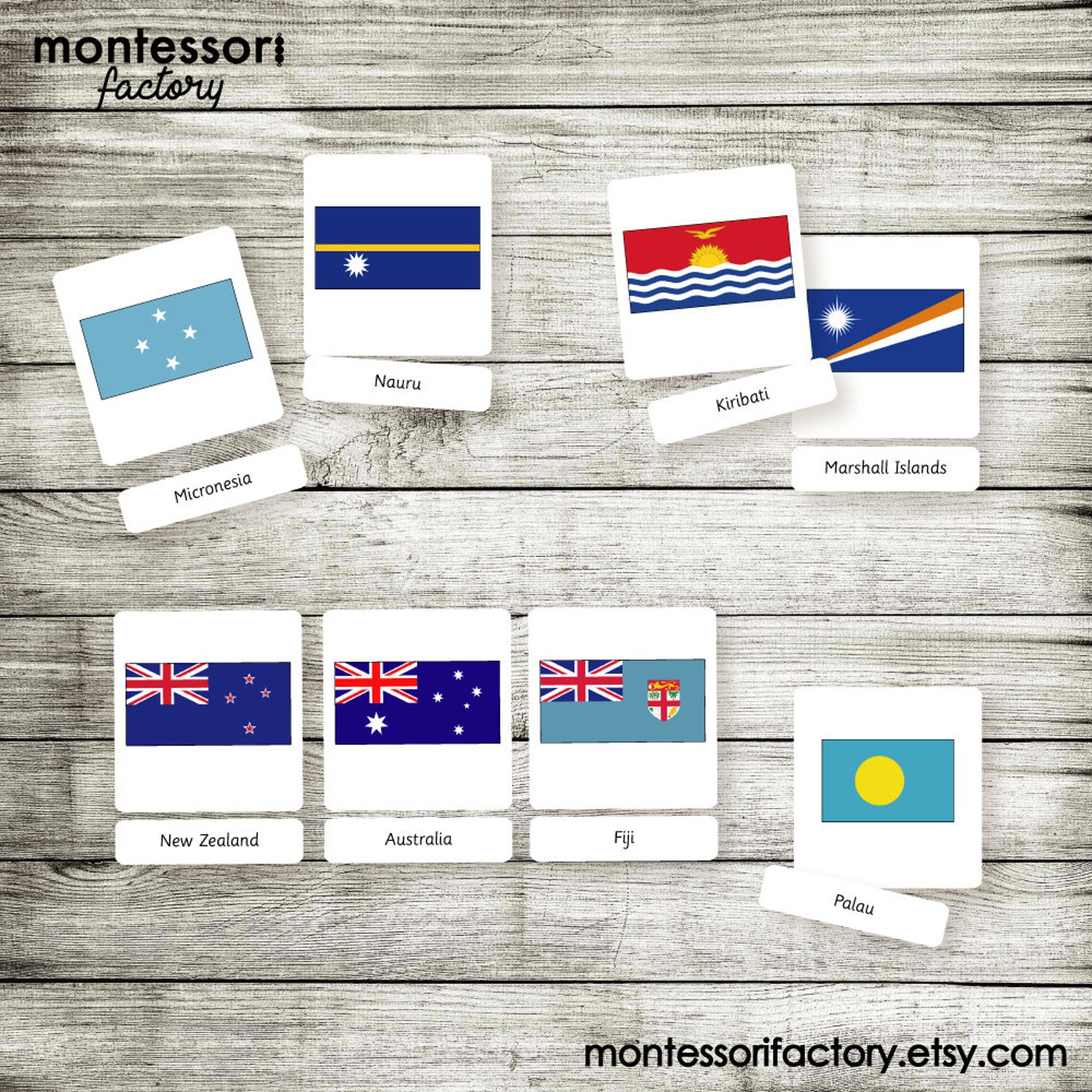 AUSTRALIA OCEANIA FLAGS Montessori Cards Flash Cards | Etsy