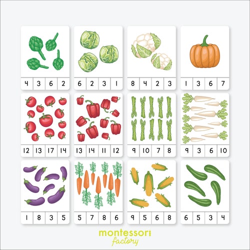 COUNTING VEGETABLES Numbers 1 to 20 Montessori Counting - Etsy