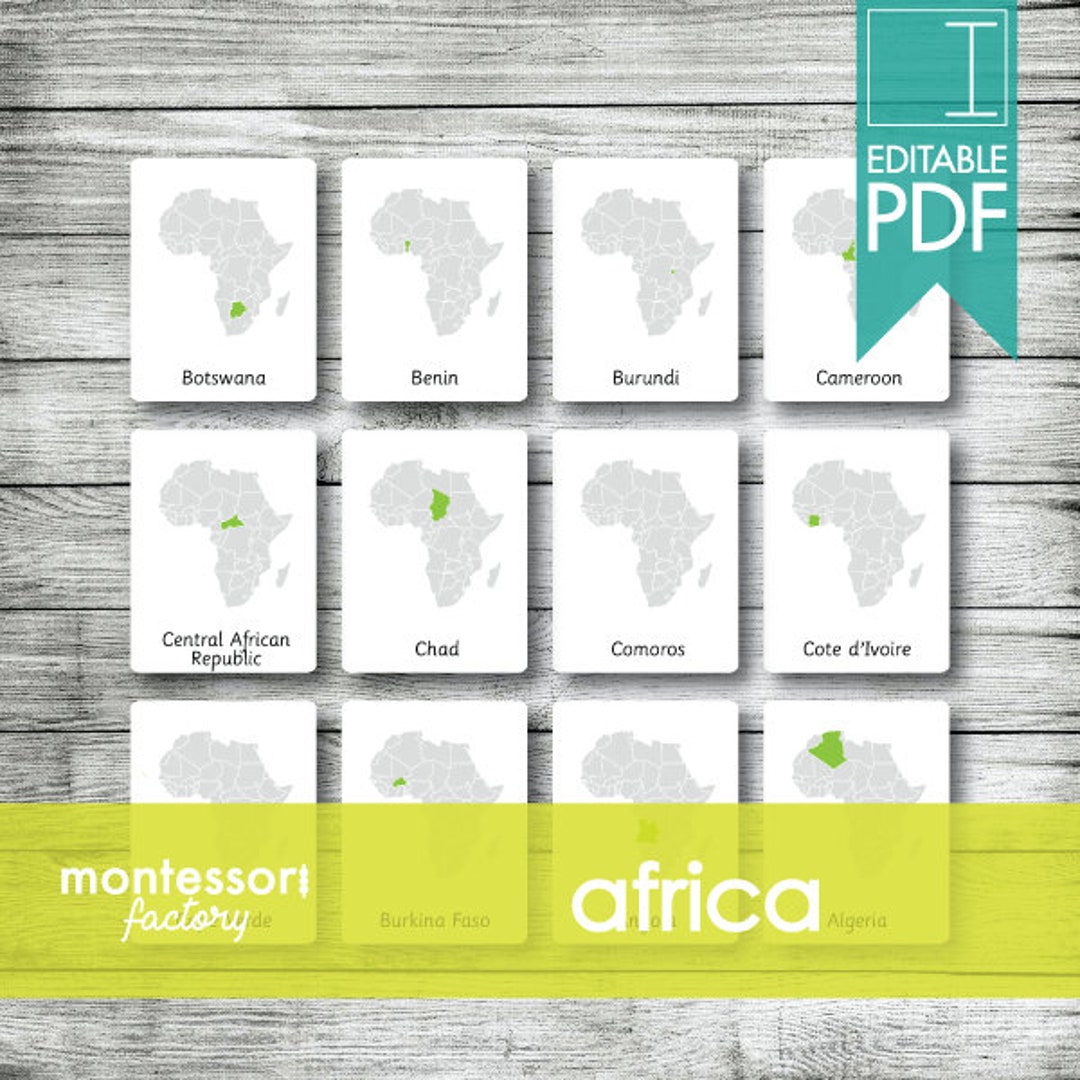 AFRICA MAPS • Montessori Cards • Flash Cards • Three Part Cards ...