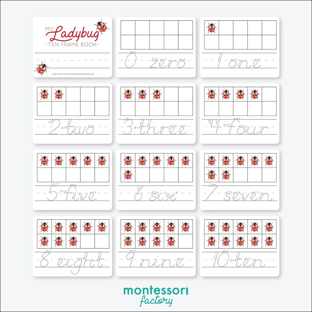 LADYBUGS • Montessori Cards • Math Ten Frame Books • Printable PDF - Etsy