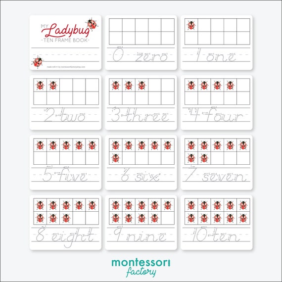LADYBUGS Montessori Cards Math Ten Frame Books Printable - Etsy