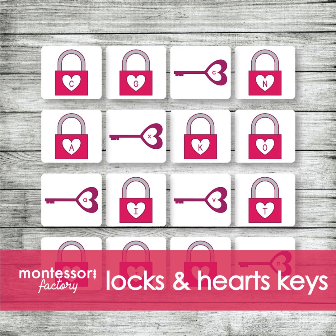 HEART LOCKS and KEYS • Valentines • Alphabet • Uppercase and Lowercase ...