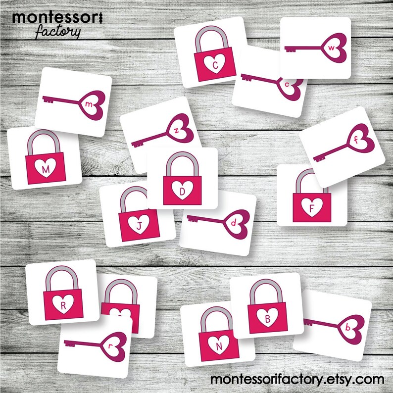 HEART LOCKS and KEYS • Valentines • Alphabet • Uppercase and Lowercase ...