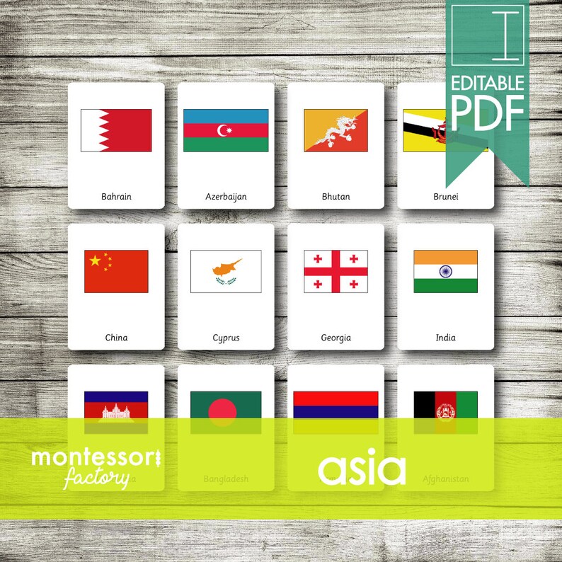 FLAGS of the World BUNDLE Montessori Nomenclature Flash - Etsy