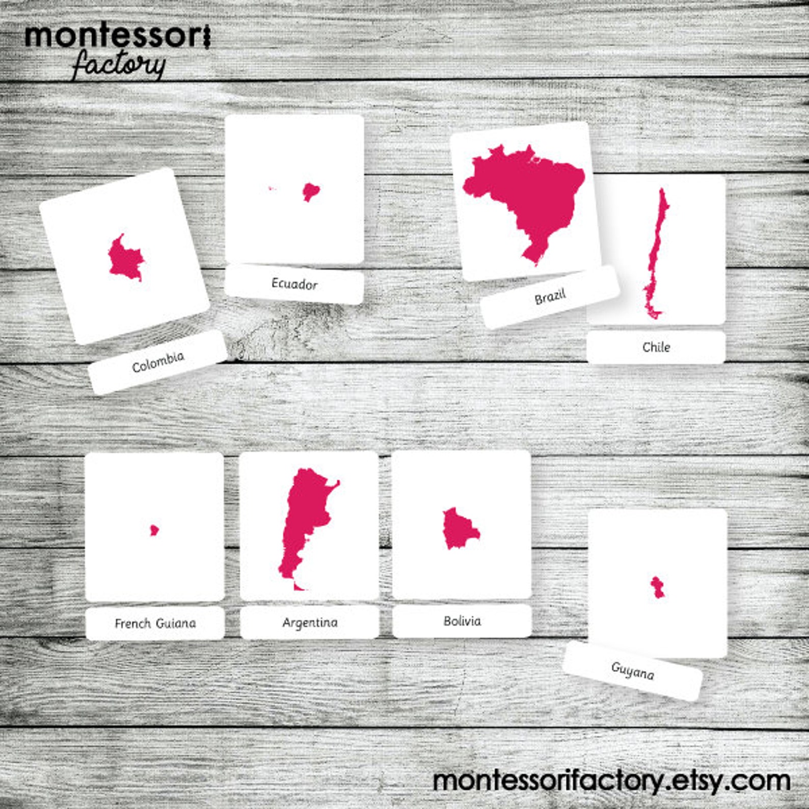 SOUTH AMERICA Countries Maps Montessori Cards Flash Cards | Etsy