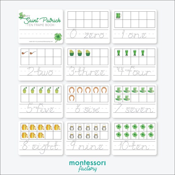 SAINT PATRICK Montessori Cards Math Ten Frame Books | Etsy