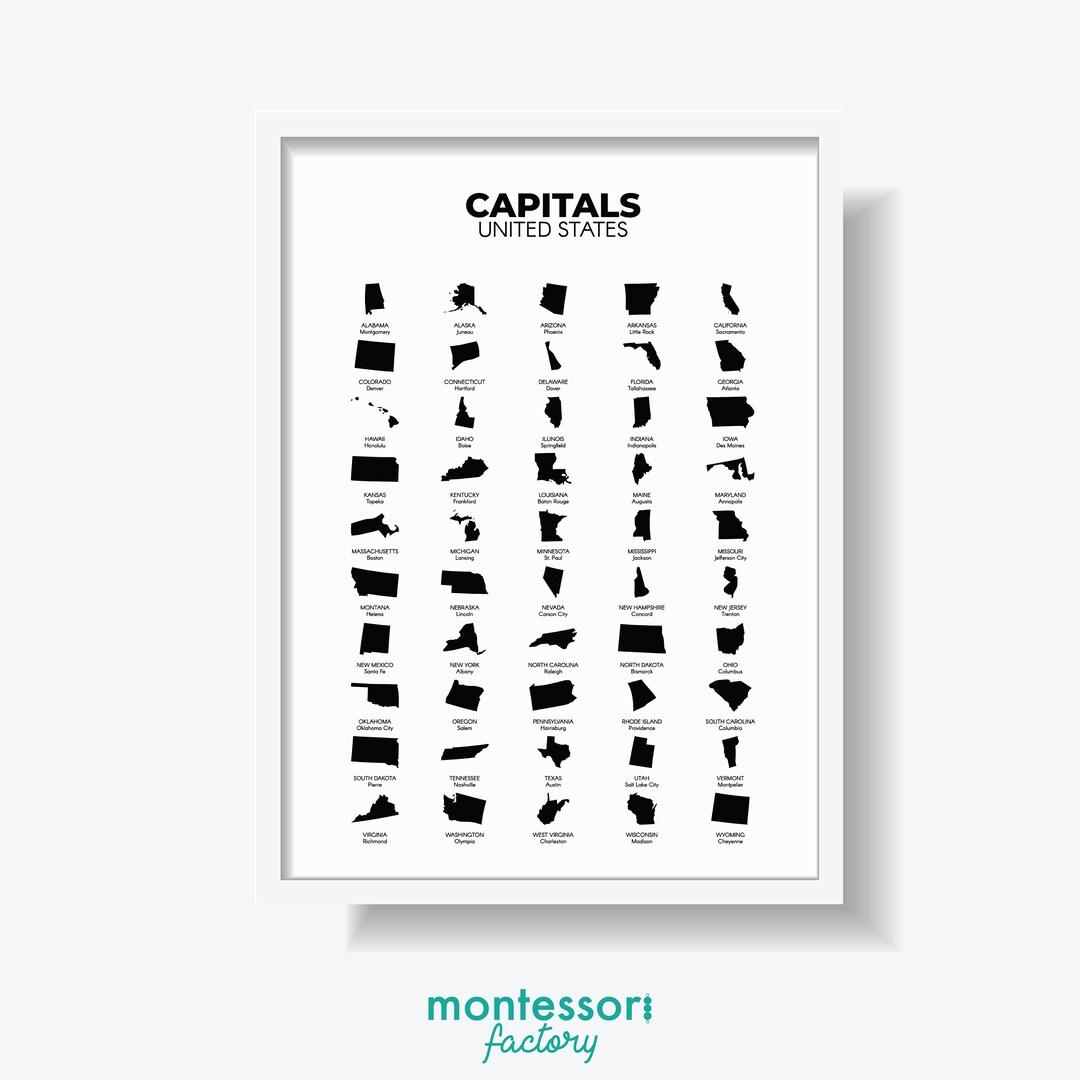 US Capitals Poster | Montessori Kids Room Decor (digital Download) - Etsy