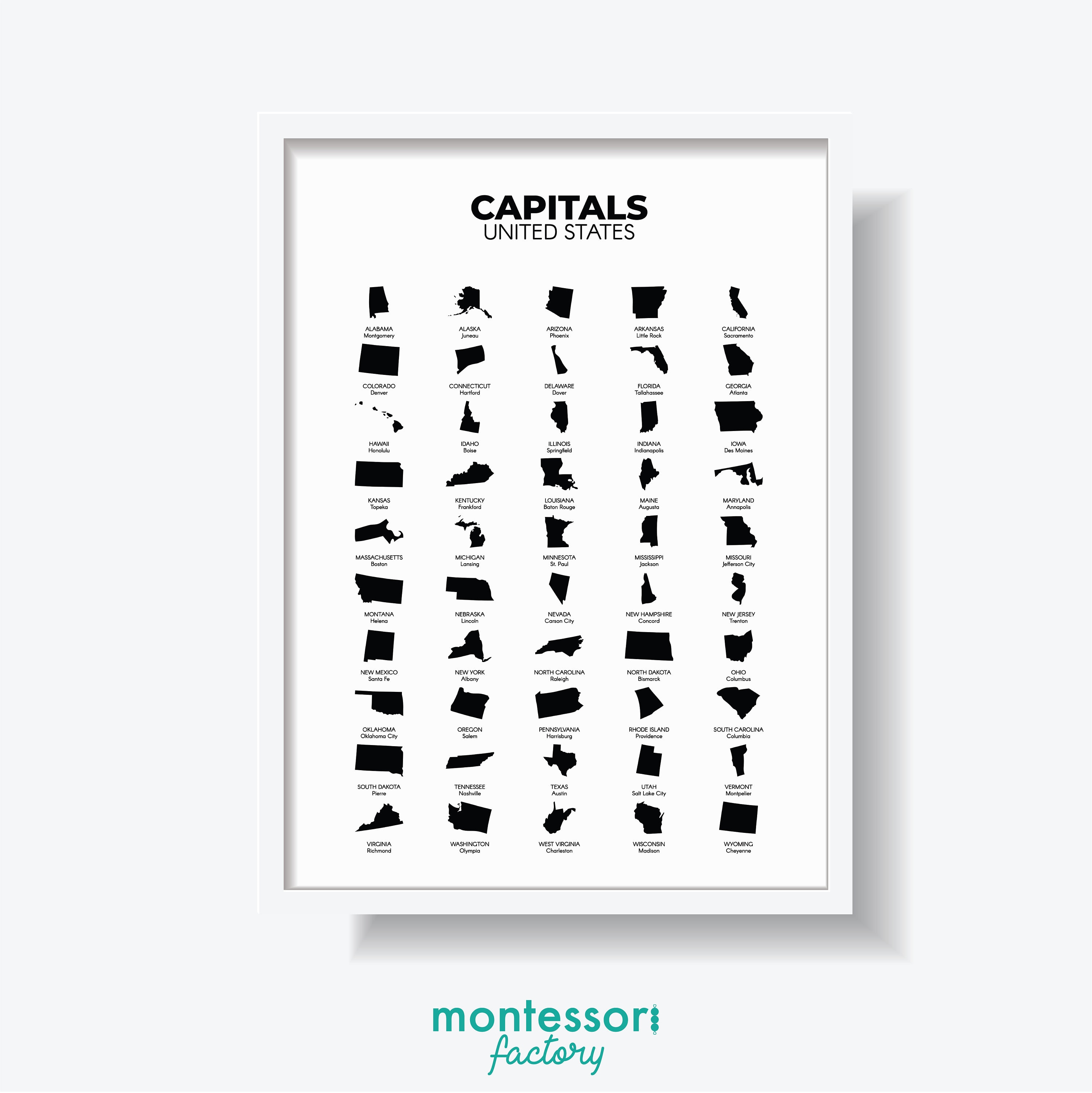 US Capitals Poster | Montessori Kids Room Decor (digital Download) - Etsy