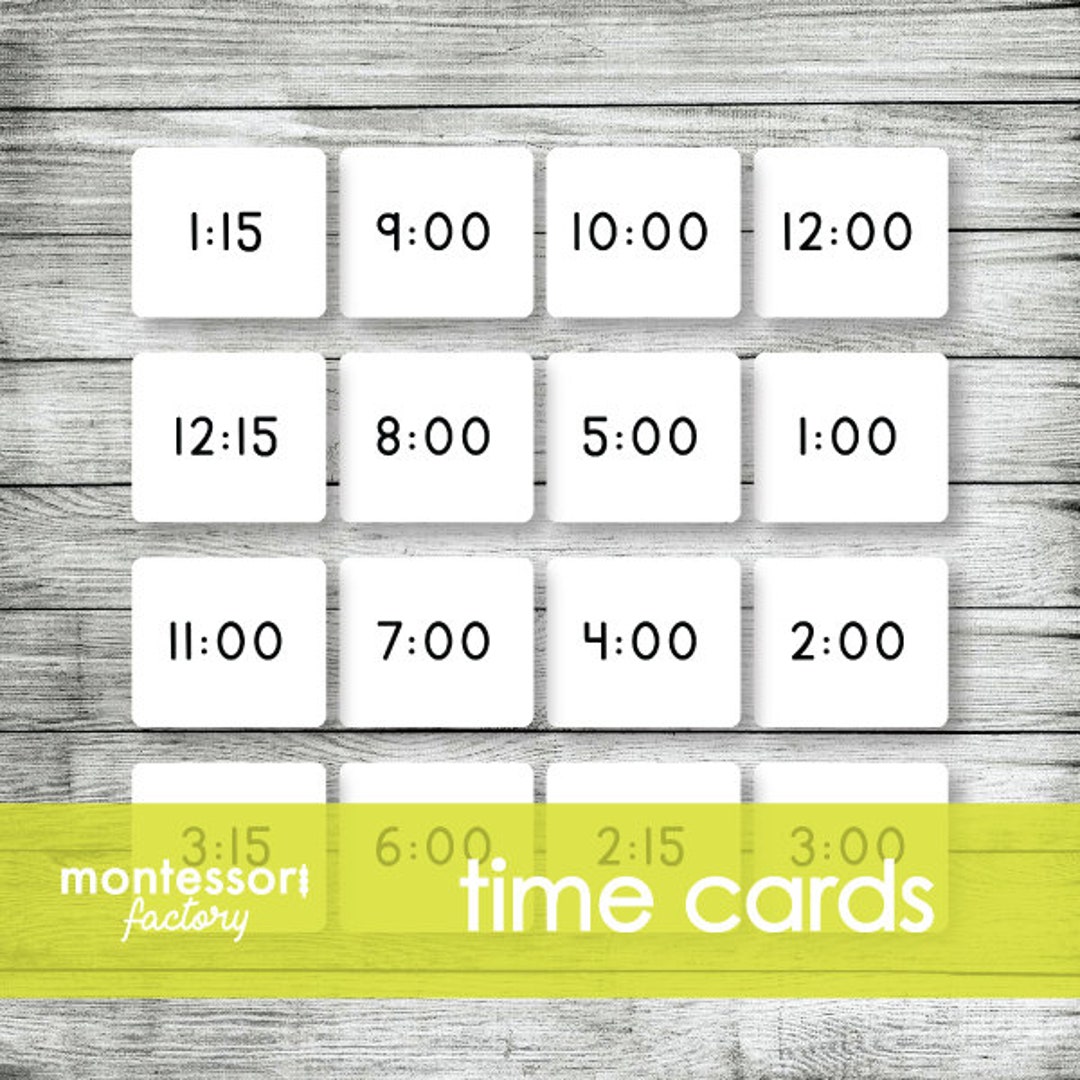 TIME CARDS • Montessori Nomenclature - Flash - 3 Parts Cards ...