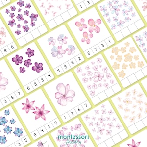 COUNTING FLOWERS • Spring • Montessori Counting Cards • Clip Cards ...