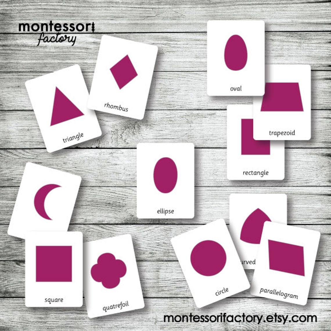 2D GEOMETRIC SHAPES Montessori Cards Flash Cards Three Part - Etsy