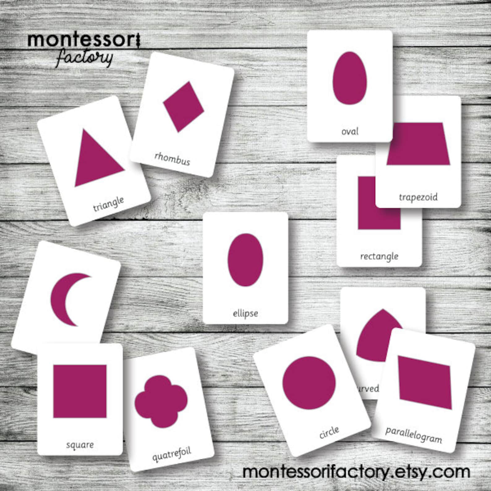 Montessori 2D Geometric Shapes Flash Cards (editable PDF) - Etsy