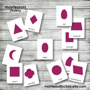2D GEOMETRIC SHAPES Montessori Cards, Flash Cards, Three Part Cards ...