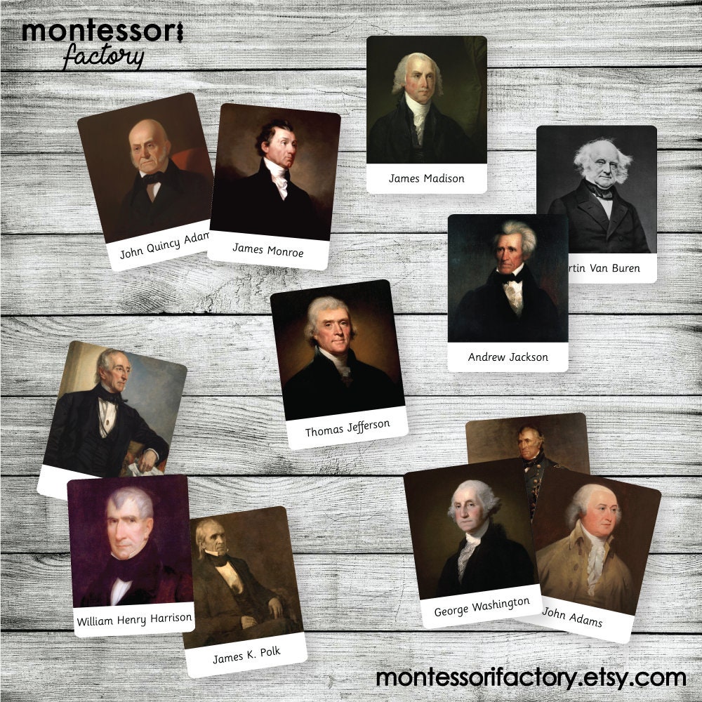 UNITED STATES PRESIDENTS Montessori Cards Flash Cards - Etsy