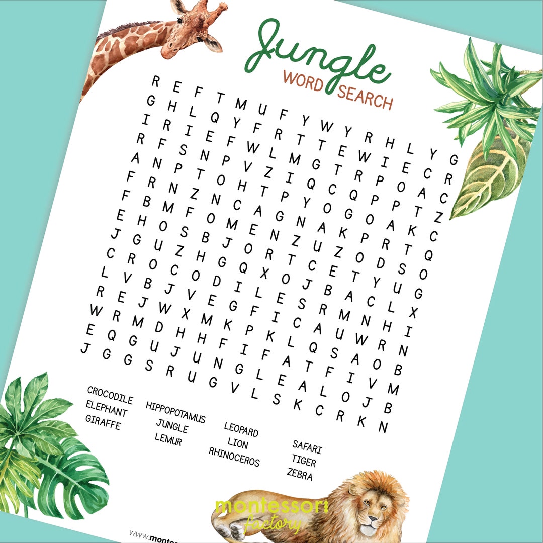 JUNGLE ANIMALS • Word Search • Printable Games - Etsy