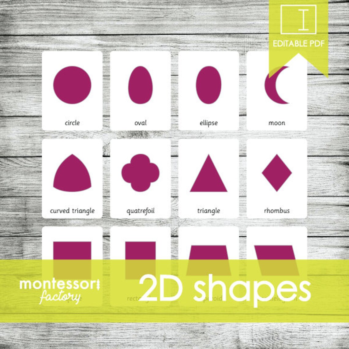 2D GEOMETRIC SHAPES Montessori Cards Flash Cards Three Part - Etsy
