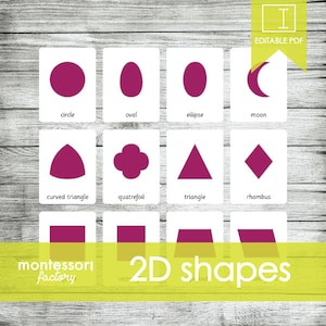 2D GEOMETRIC SHAPES Montessori Cards, Flash Cards, Three Part Cards ...