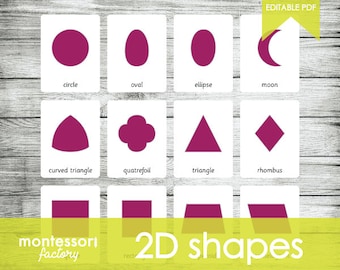 3D GEOMETRIC SHAPES Montessori Cards, Flash Cards, Three Part Cards ...