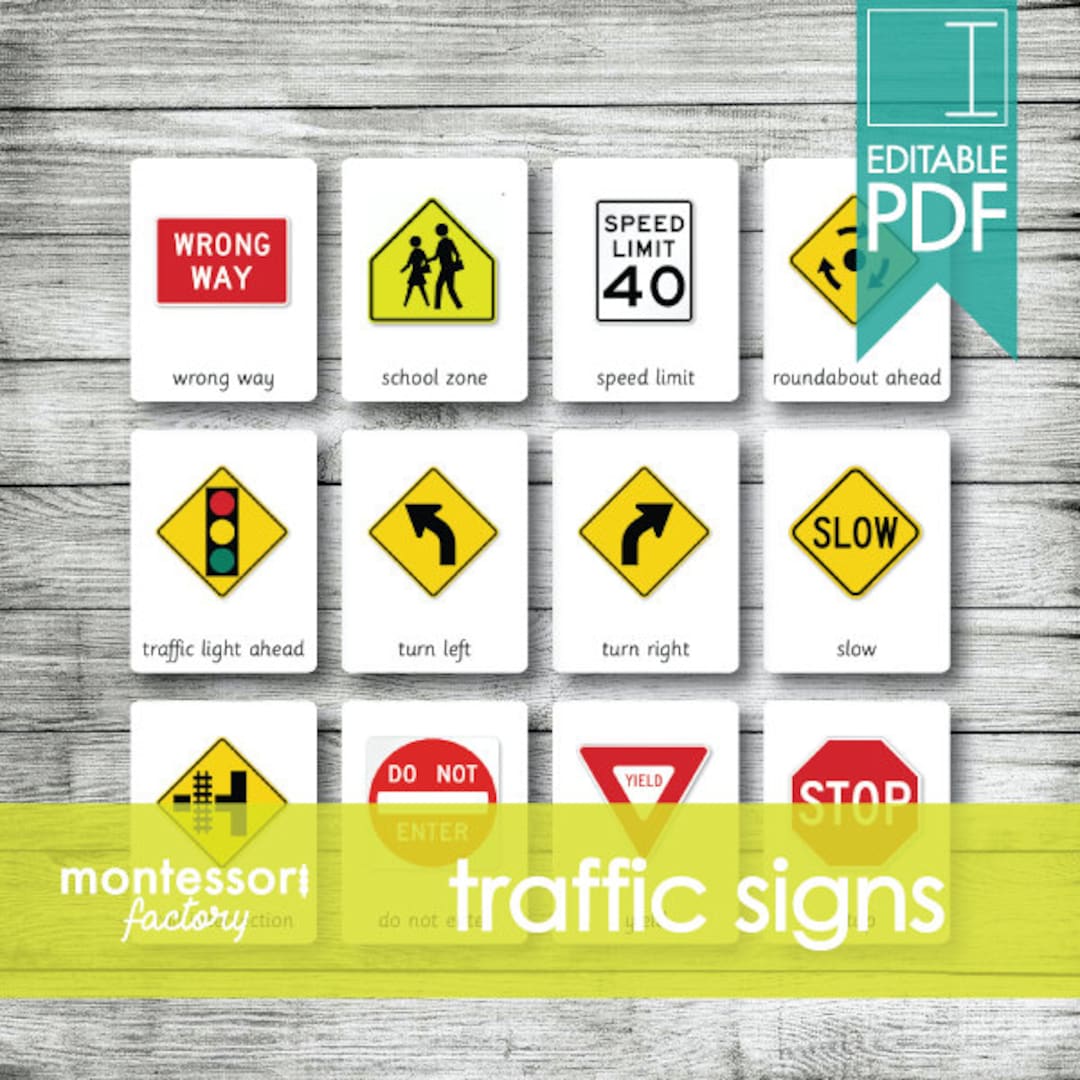 TRAFFIC SIGNS • Montessori Cards • Flash Cards • Three Part Cards ...