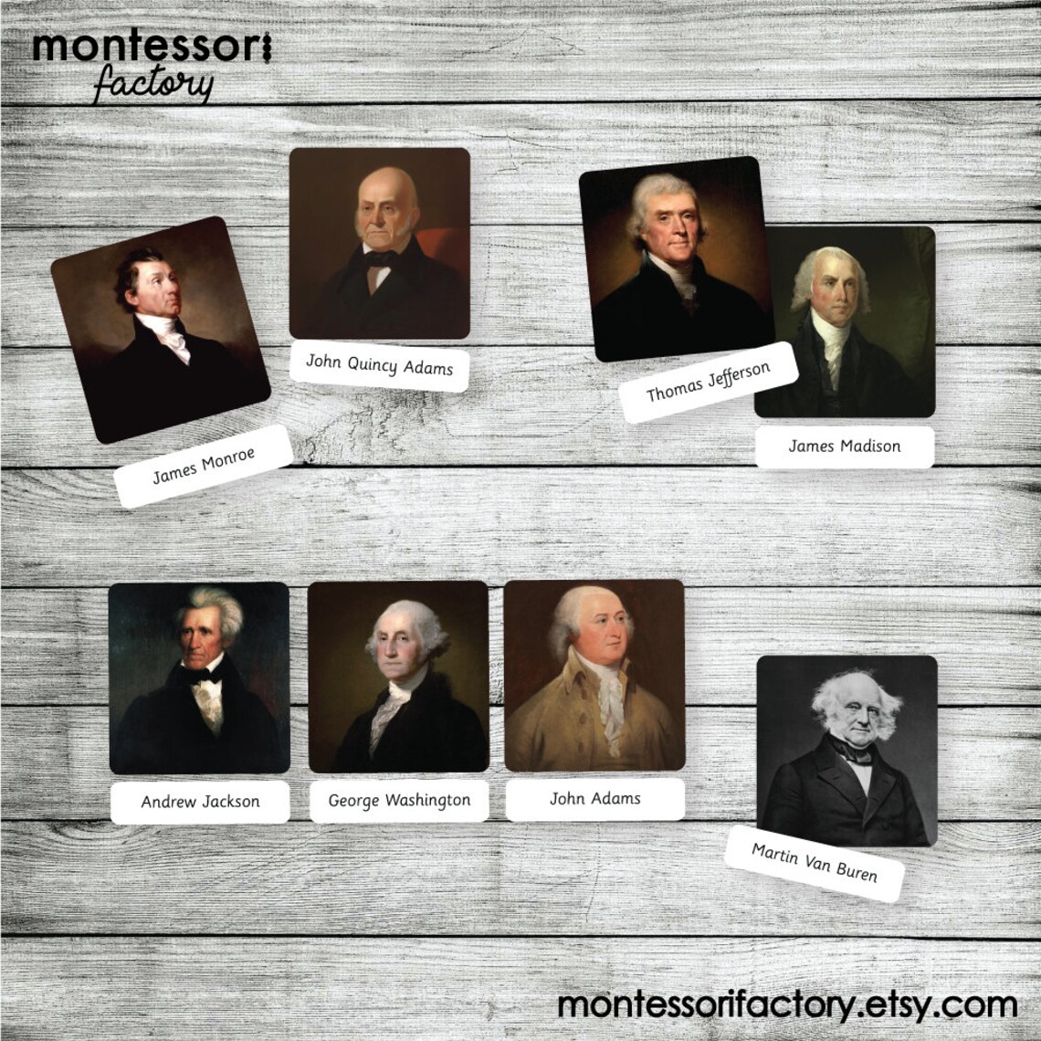 UNITED STATES PRESIDENTS Montessori Cards Flash Cards - Etsy