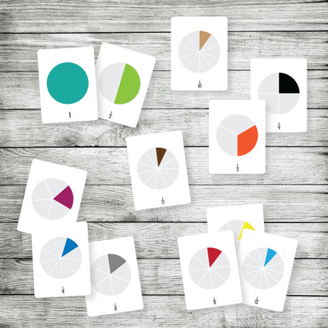 Montessori Circle Fractions Nomenclature Cards (editable PDF) - Etsy