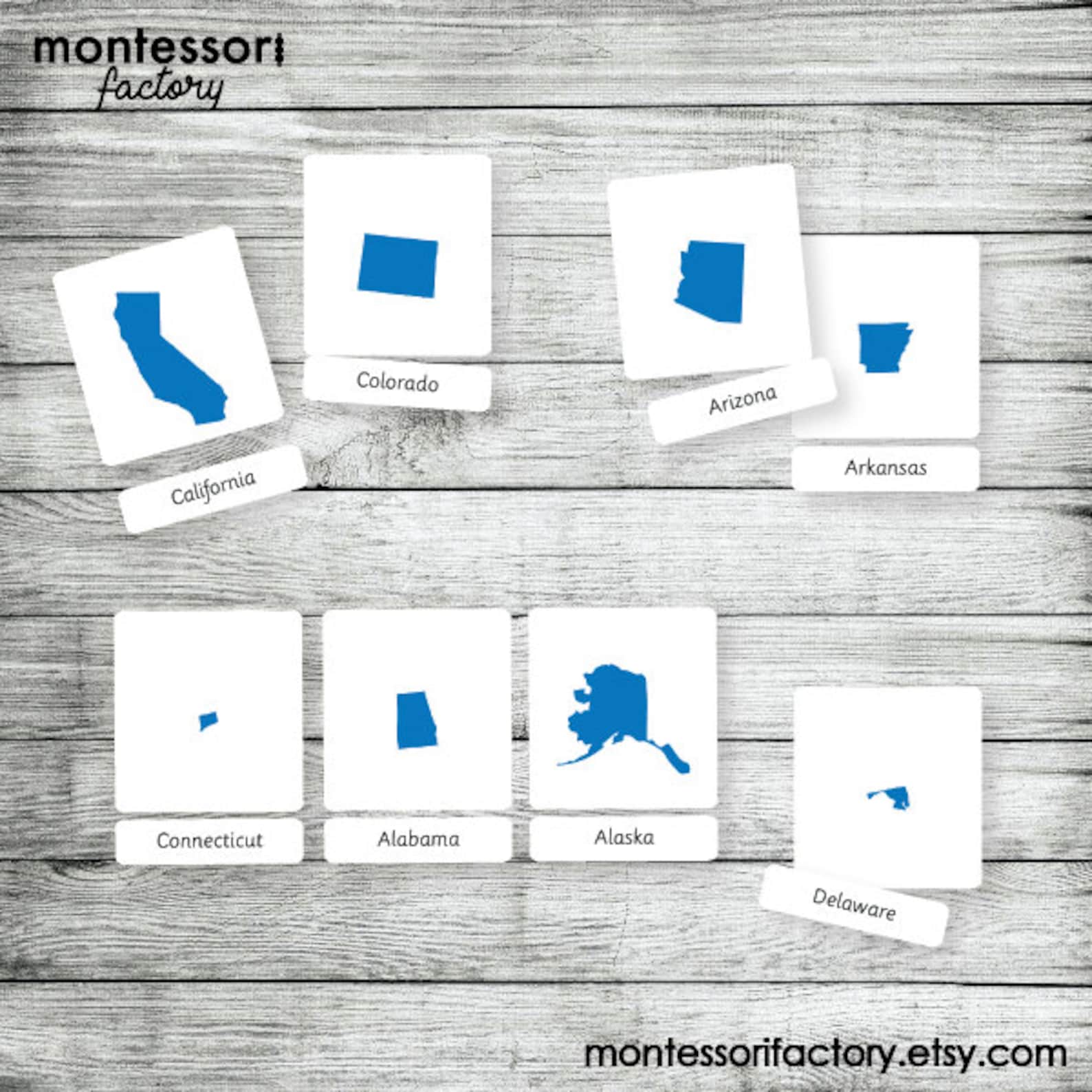 50 UNITED STATES Maps Montessori Cards Flash Cards Three | Etsy