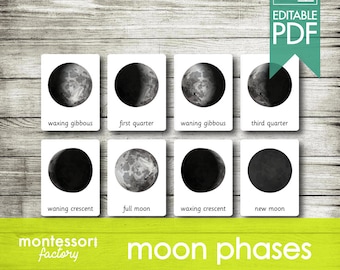 Fases de la luna ESPAÑOL Tarjetas Montessori - Etsy México