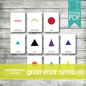 GRAMMAR SYMBOLS Montessori Cards, Flash Cards, Three Part Cards ...