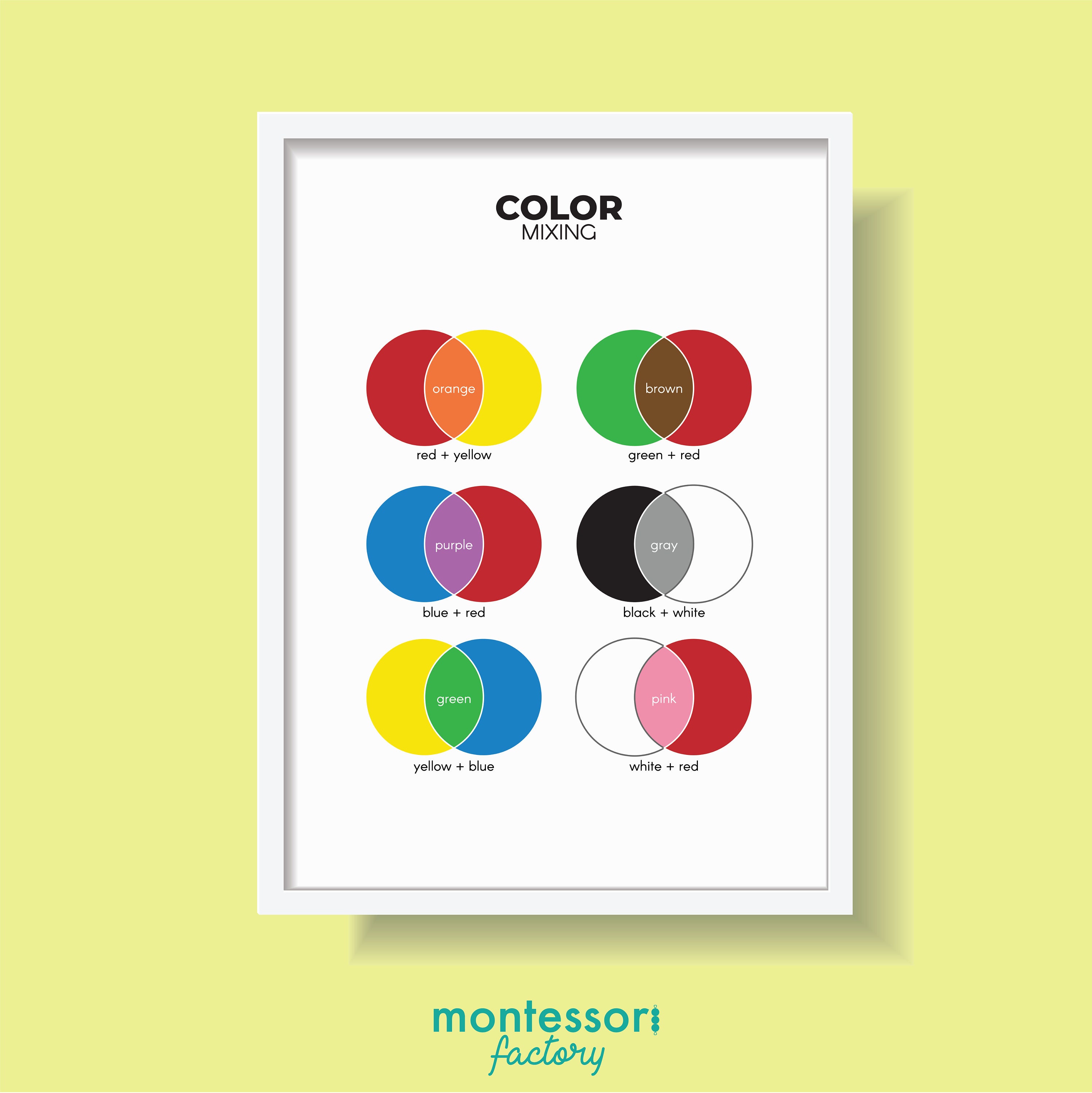 COLOR MIXING Art Kids Room Wall Art Montessori Kindergarten Primary ...