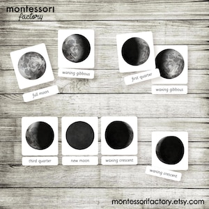 MOON PHASES • Montessori Cards • Flash Cards • Three Part Cards ...