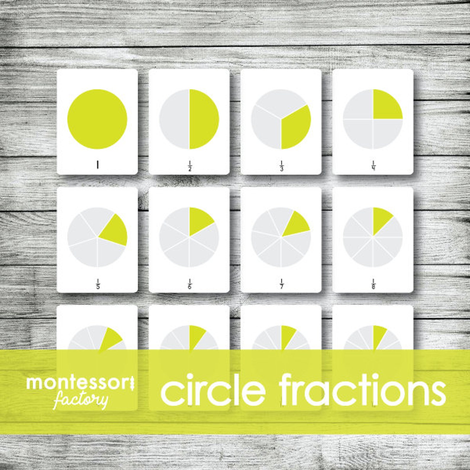 Montessori Circle Fractions Nomenclature Cards (editable PDF) - Etsy
