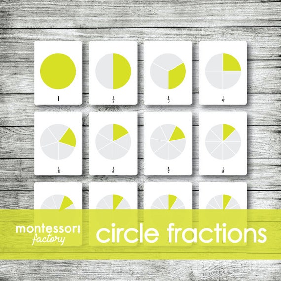 CIRCLE FRACTIONS Montessori Cards Flash Cards Three Part | Etsy