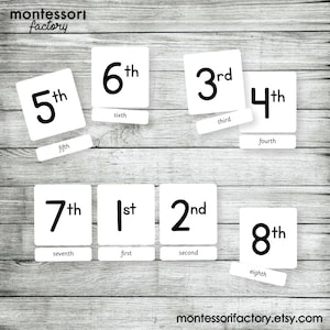 ORDINAL NUMBERS 1st to 20th • Montessori Cards • Flash Cards • 3 Part ...