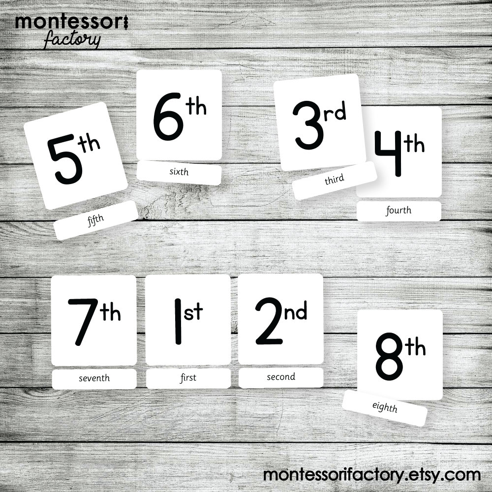 ORDINAL NUMBERS 1st to 20th • Montessori Cards • Flash Cards • 3 Part ...