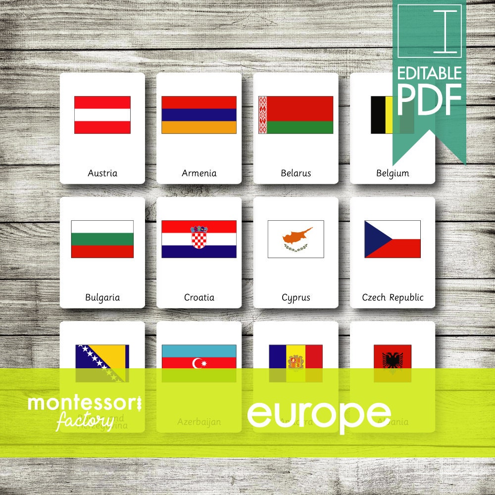 FLAGS of the World BUNDLE Montessori Nomenclature Flash - Etsy