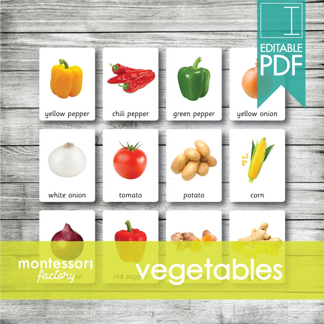 VEGETABLES (real Pictures) • Montessori Cards • Flash Cards • Three ...