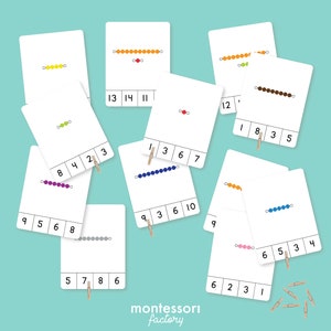 COUNTING BEADS • Montessori Counting Cards • Clip Cards • Flash Cards ...