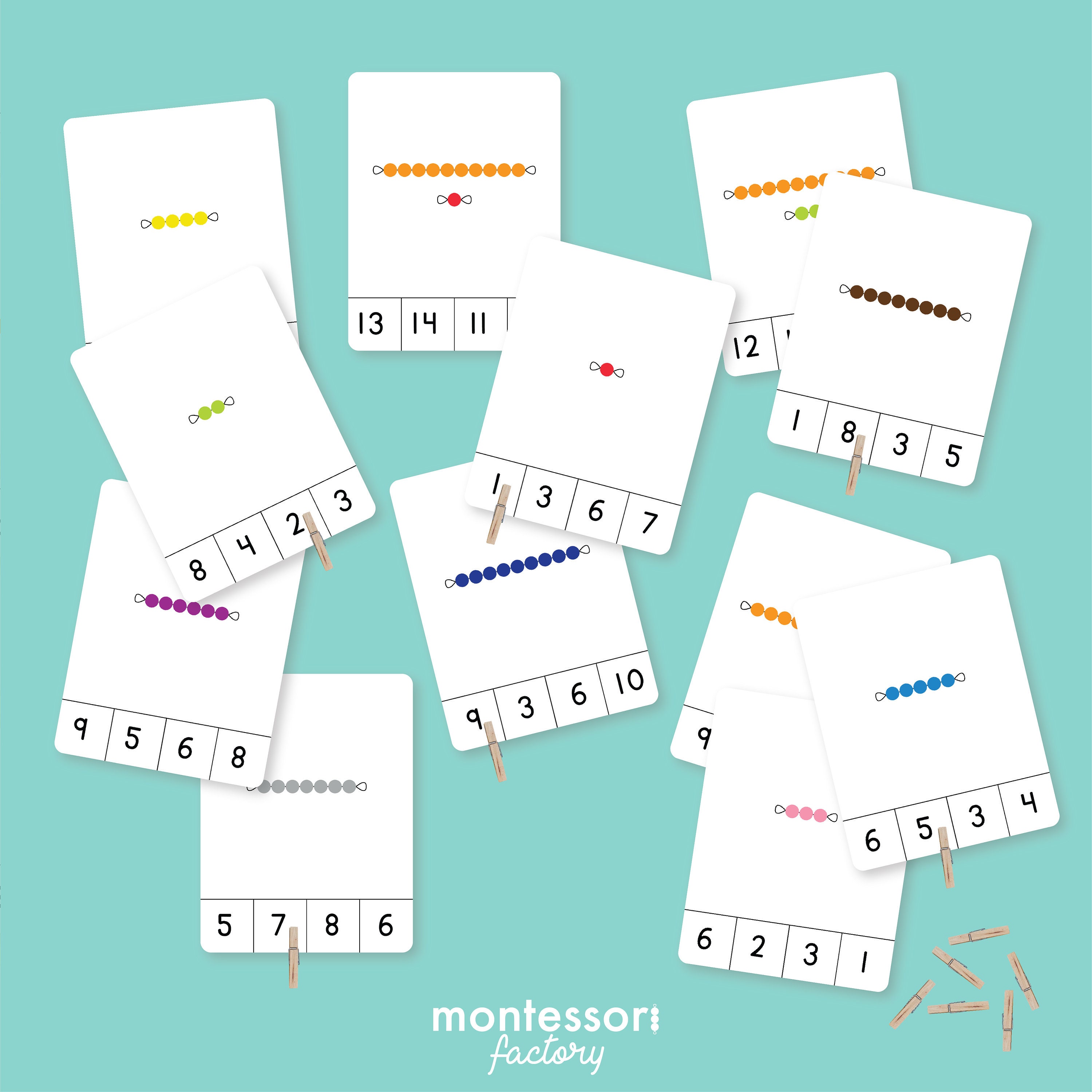Montessori Counting Clip Cards • Educational Bead Math Printable ...