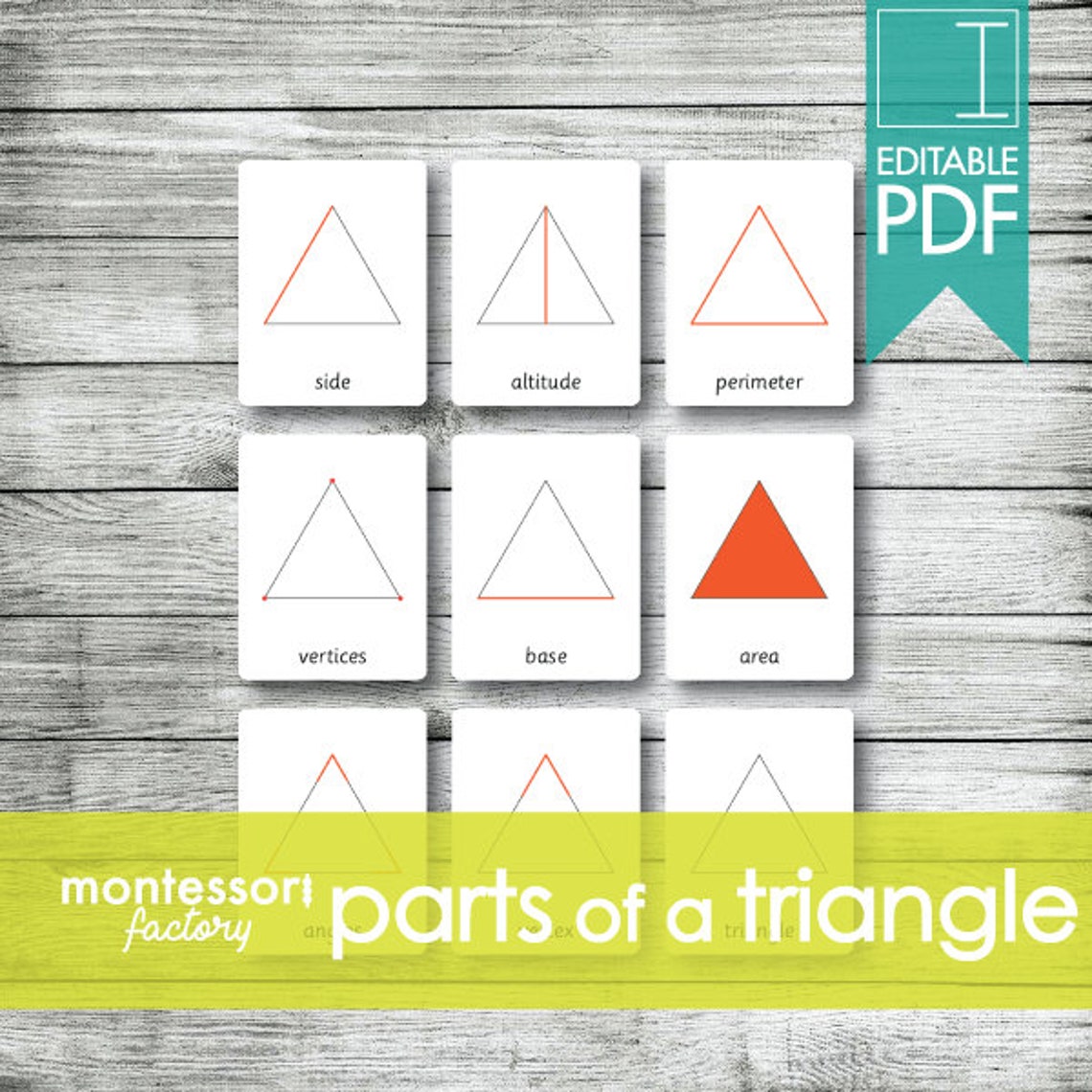 PARTS of a TRIANGLE Montessori Cards Flash Cards 3 Part - Etsy