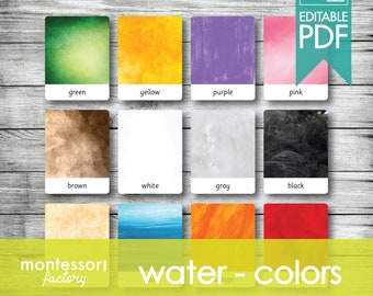 WATER COLORS • Montessori Cards • Flash Cards • Three Part Cards ...