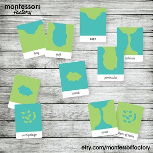 LAND and WATER Montessori Cards, Flash Cards, Three Part Cards ...
