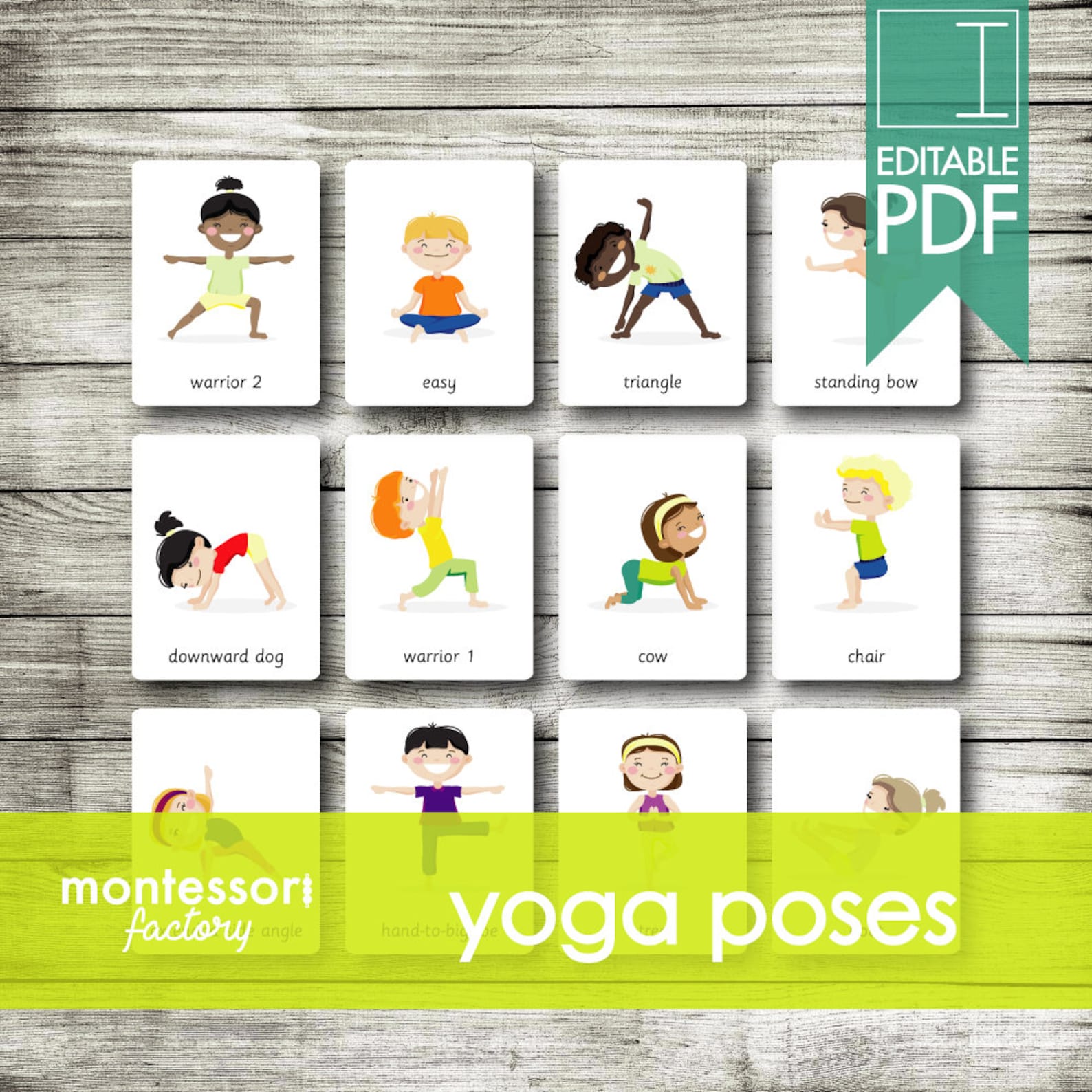 KIDS YOGA POSES • Montessori Cards • Flash Cards • Three Part Cards ...