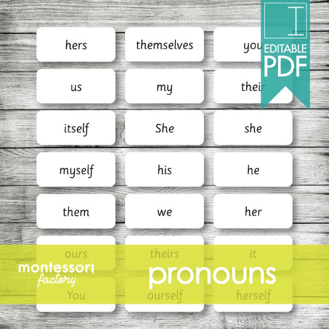 PRONOUNS • Montessori Nomenclature - Flash - 3 Parts Cards ...