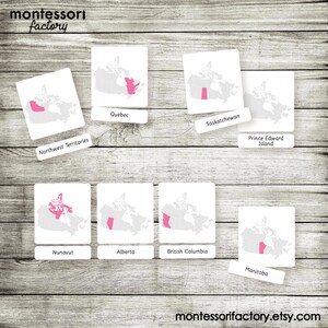 CANADA REGIONS MAPS • Montessori Cards • Flash Cards • Three Part Cards ...
