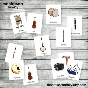 MUSICAL INSTRUMENTS • Montessori Cards • Flash Cards • Three Part Cards ...
